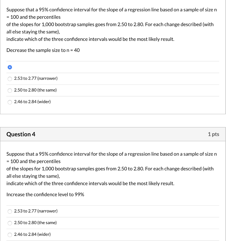 Solved Suppose that a 95% confidence interval for the slope | Chegg.com