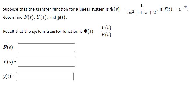 Solved Suppose that the transfer function for a linear | Chegg.com