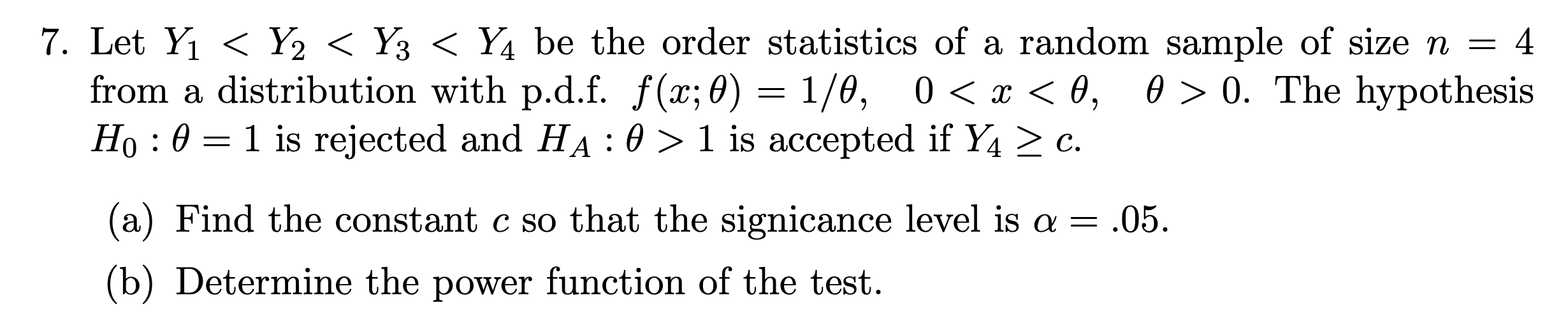 Solved 7. Let Y1 | Chegg.com
