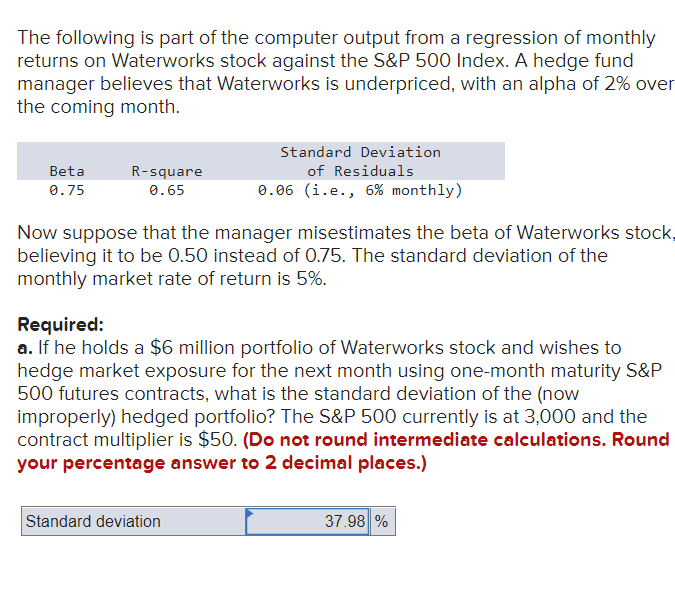 Solved The following is part of the computer output from a | Chegg.com