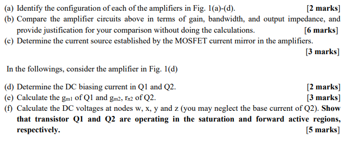 Four amplifier circuits are shown in fig. 1(a)-(d). | Chegg.com