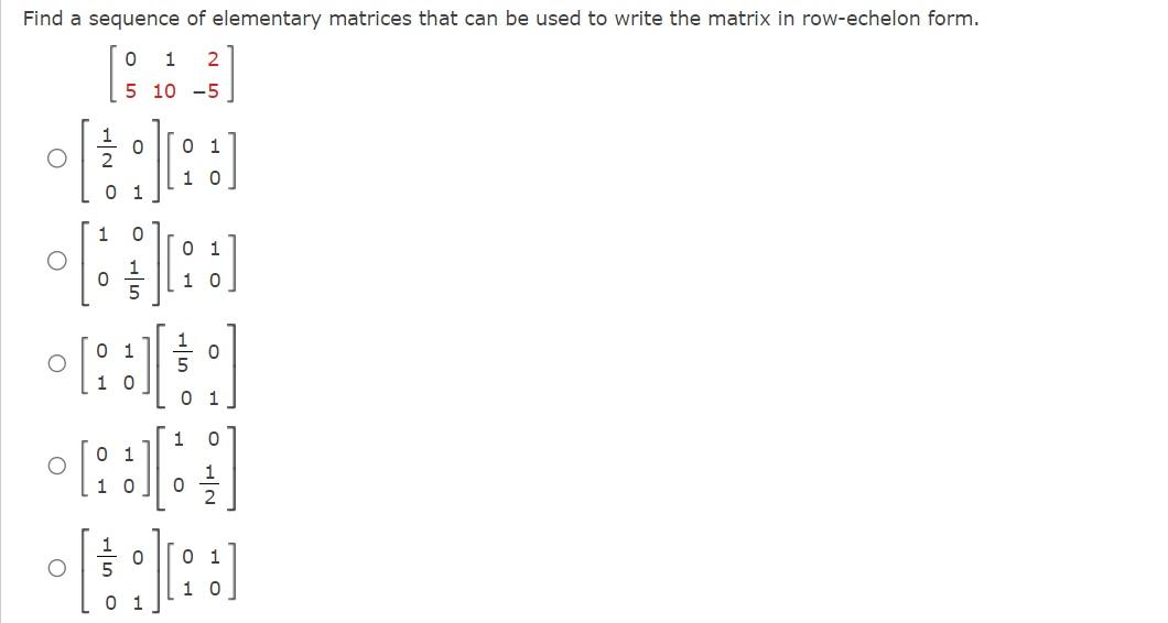 Solved Find a sequence of elementary matrices that can be | Chegg.com