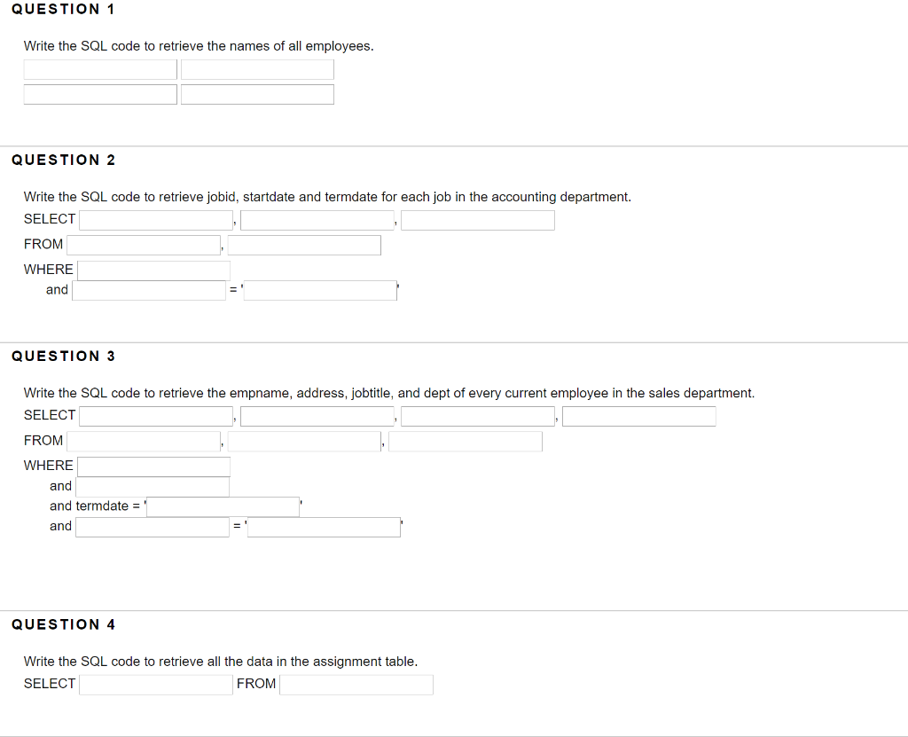 Solved - empname Jerry Smith Joe Baker Cheryl Clark address | Chegg.com