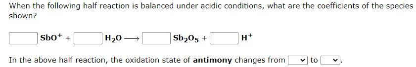 Solved 5. Half Reaction: Balance, H2O, H⁺ in Skeleton (acid, | Chegg.com
