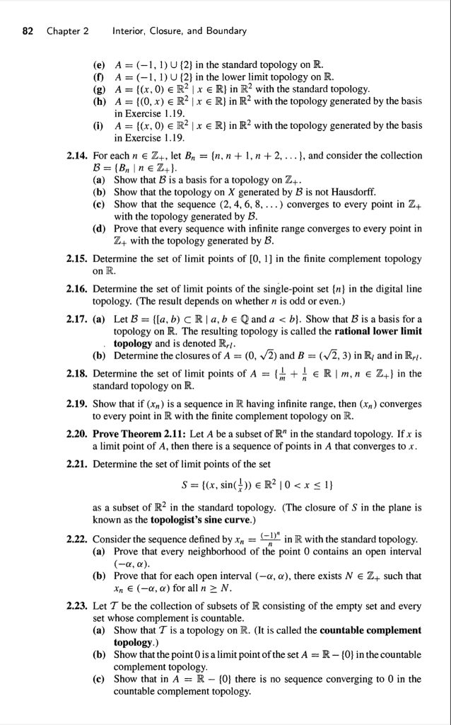 Solved 82 Chapter 2 Interior, Closure, and Boundary (e) | Chegg.com