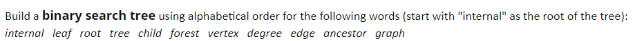 Solved Build a binary search tree using alphabetical order | Chegg.com