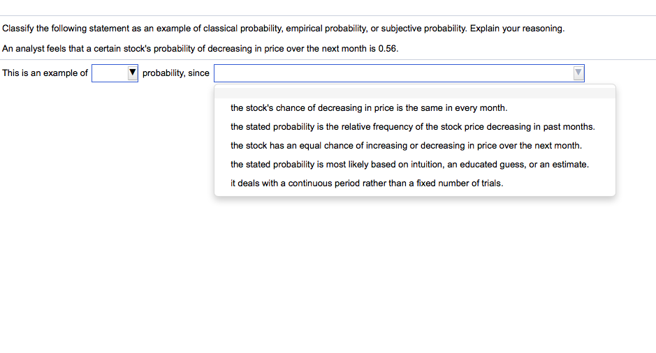 Solved Classify the following statement as an example of | Chegg.com