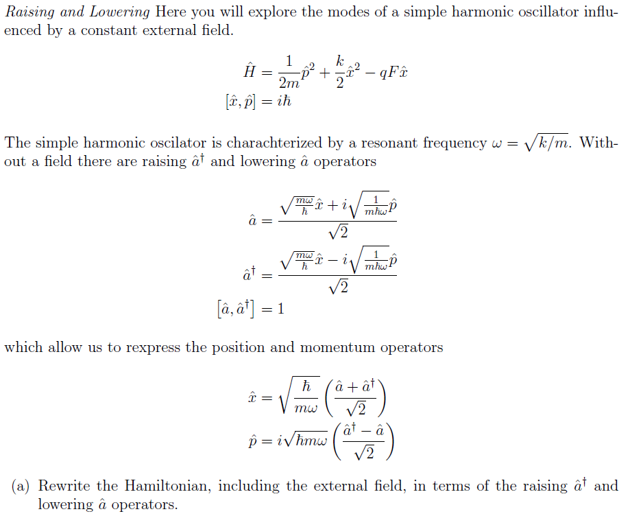 Solved Raising and Lowering Here you will explore the modes | Chegg.com