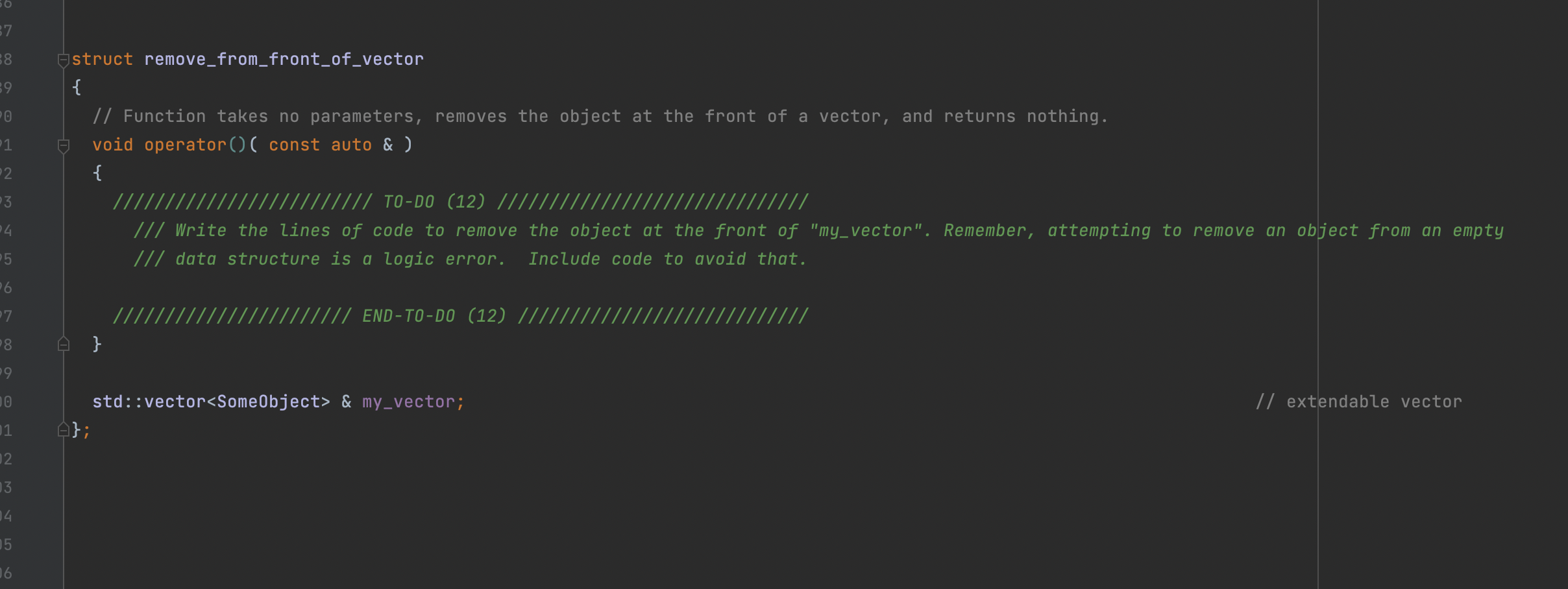 Solved struct insert_at_back_of_vector \{ // Function takes | Chegg.com