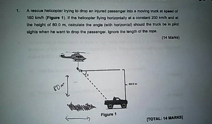 Solved 1. A rescue helicopter trying to drop an injured | Chegg.com