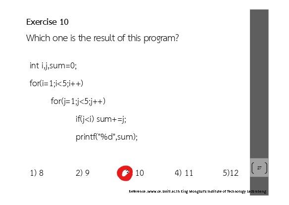 Solved Exercise 10 Which One Is The Result Of This Program 