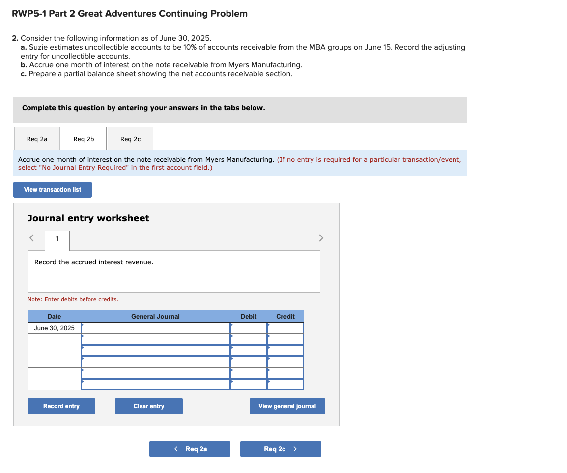 Solved Required information RWP5-1 (Algo) Great Adventures | Chegg.com