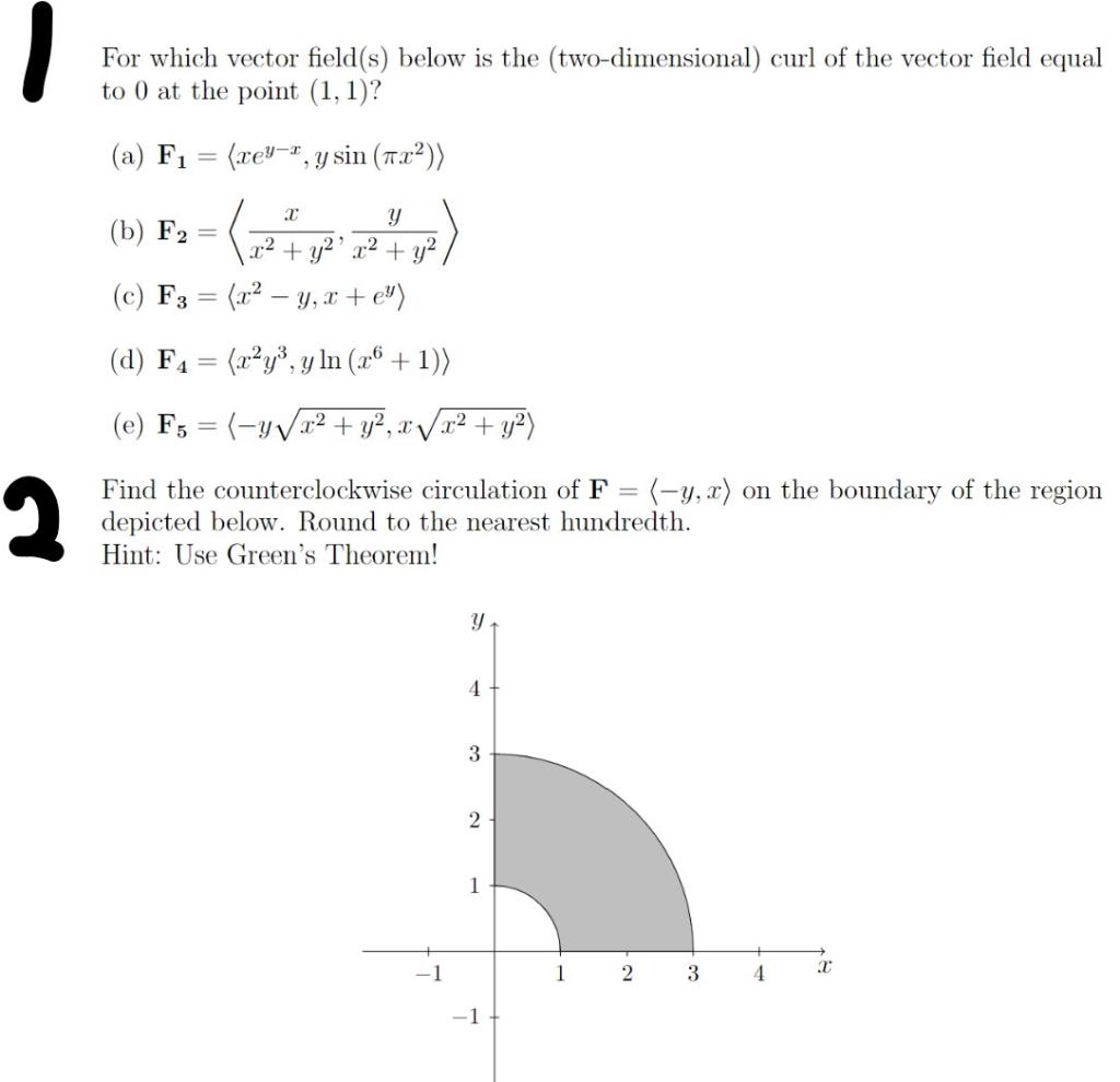 Solved 2 For which vector field (s) below is the | Chegg.com