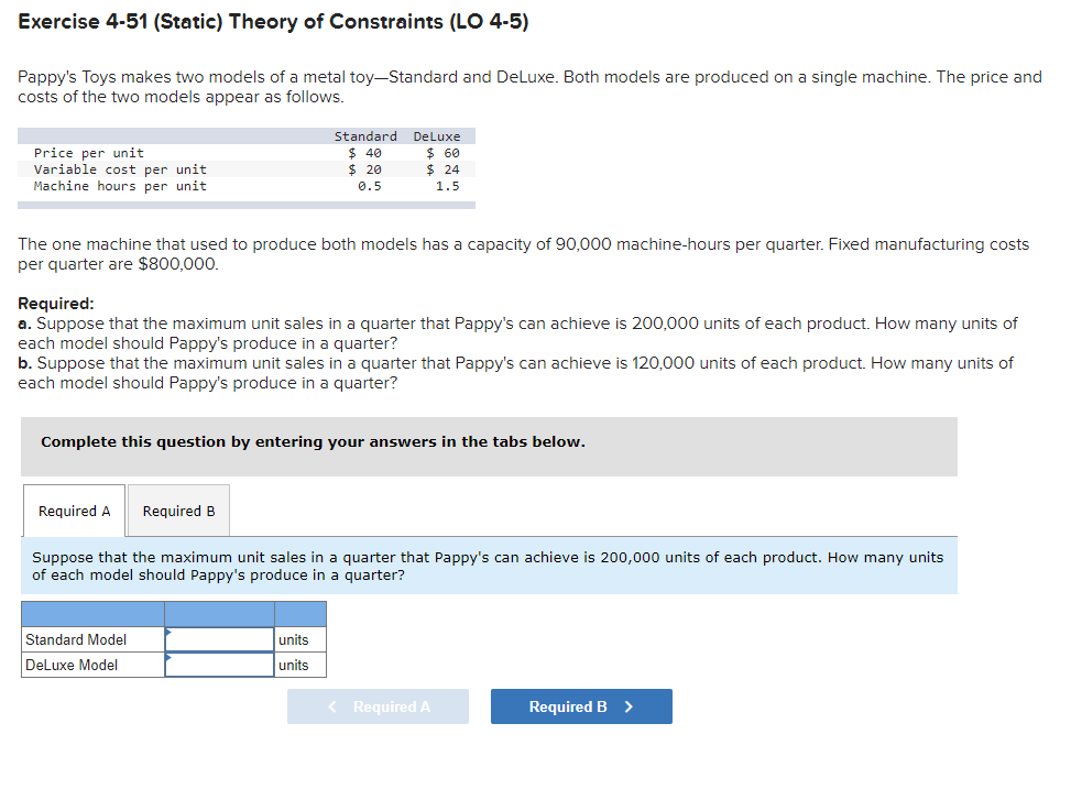 Solved Exercise 4-51 (Static) Theory of Constraints (LO 4-5) | Chegg.com