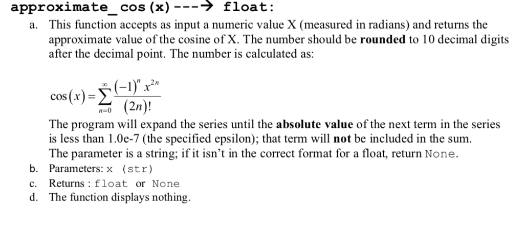 Solved Assignment Specifications You will develop a Python | Chegg.com
