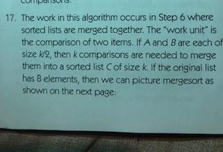 Solved 17. The work in this algorithm occurs in Step 6 where | Chegg.com