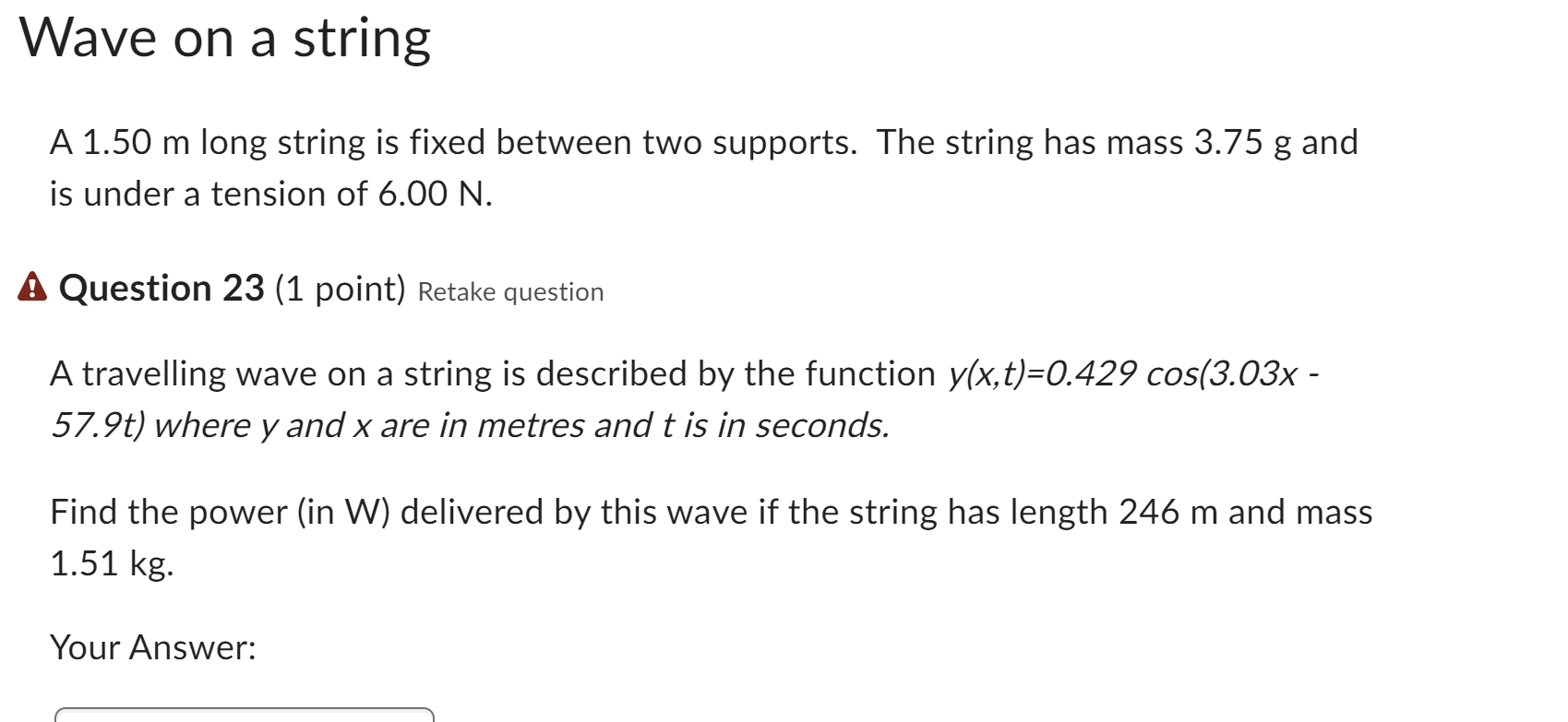 Solved A 1.50 m long string is fixed between two supports. | Chegg.com