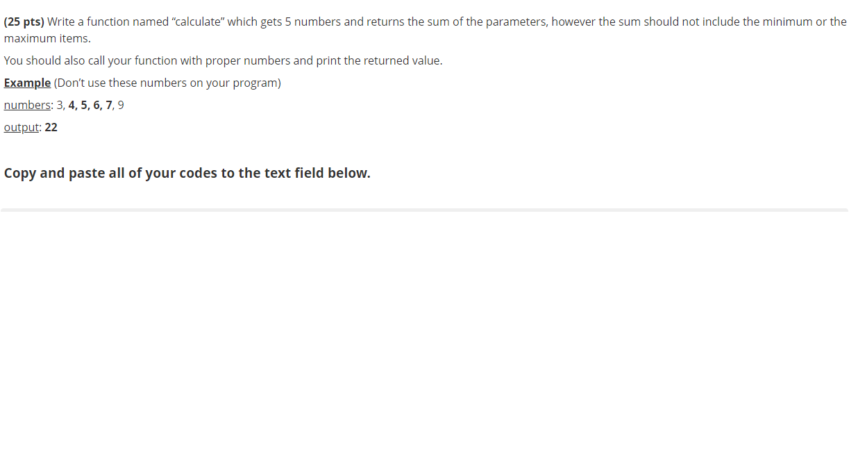 Solved (25 pts) Write a function named "calculate" which | Chegg.com