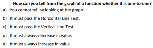 Solved What is a one-to-one function? a) A function f is | Chegg.com