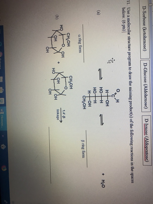 Solved D-Sorbose (ketohexose) D-Glucose (Aldohexose) Dlos | Chegg.com