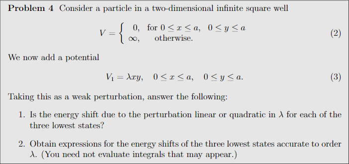 Problem 4 ﻿Consider a particle in a two-dimensional | Chegg.com