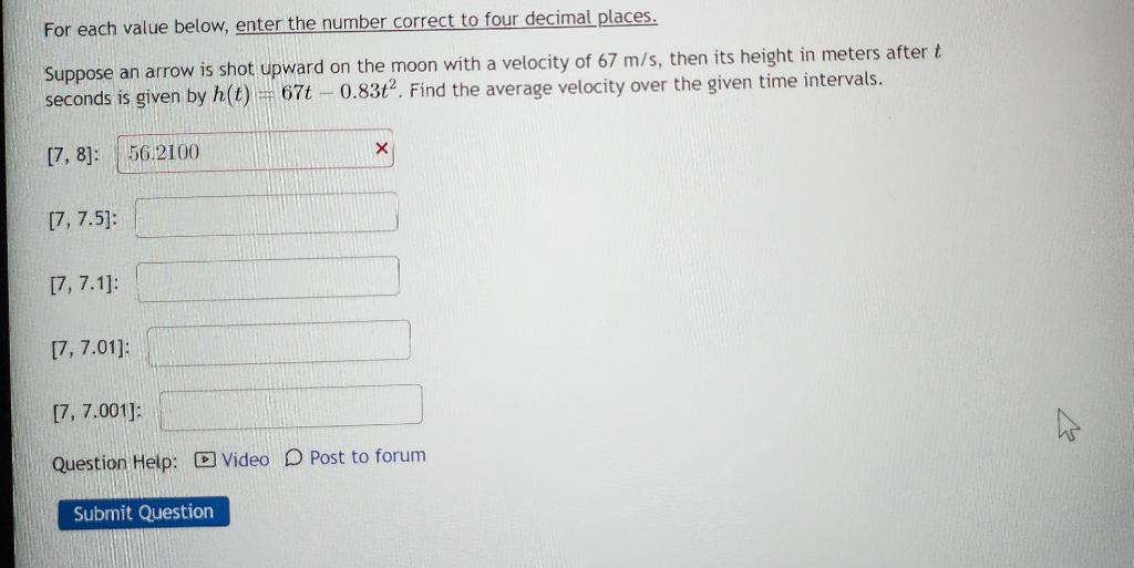 Solved For each value below, enter the number correct to | Chegg.com