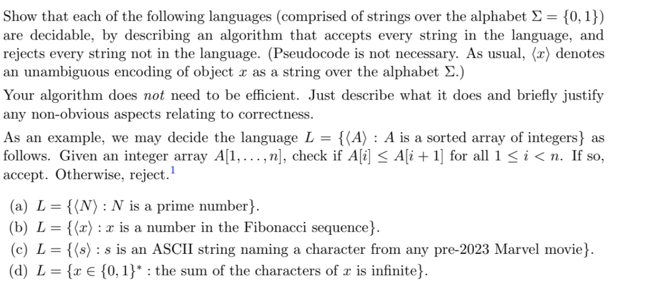 Solved Show that each of the following languages (comprised | Chegg.com