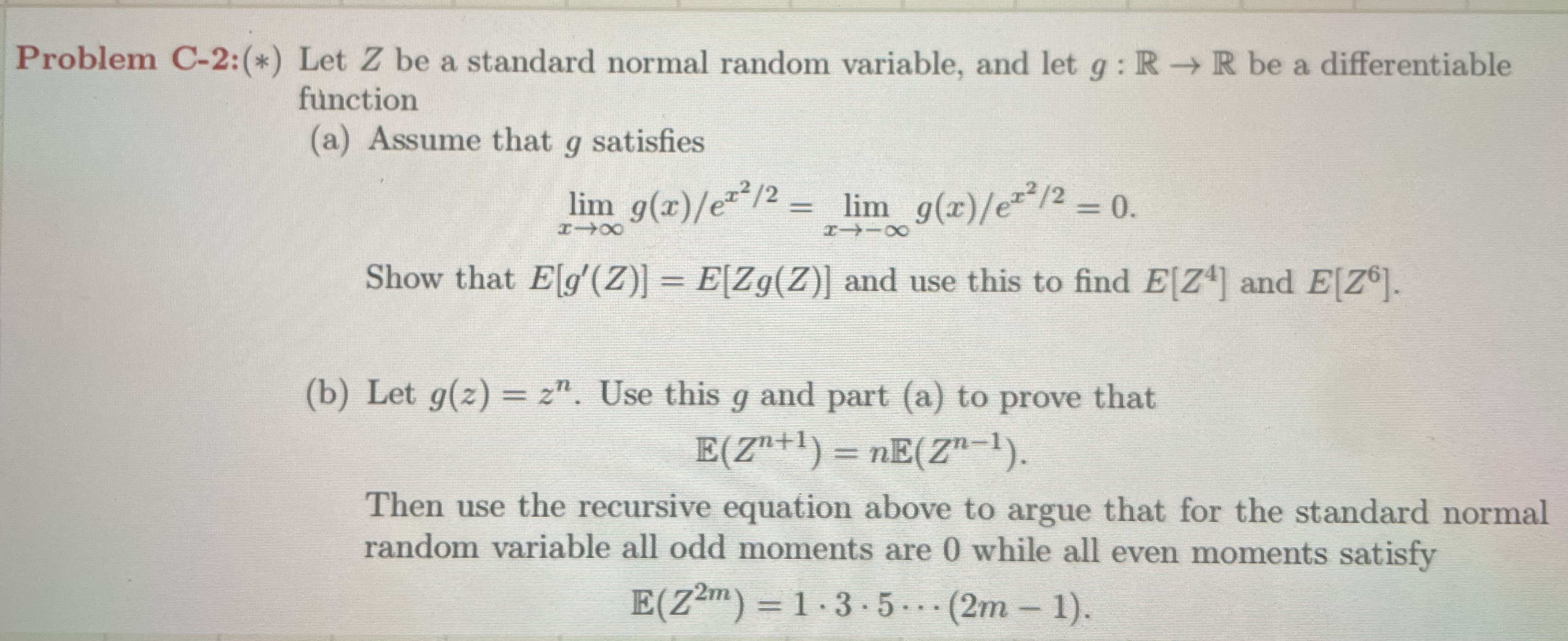 Solved Problem C-2:(*) Let Z be a standard normal random | Chegg.com