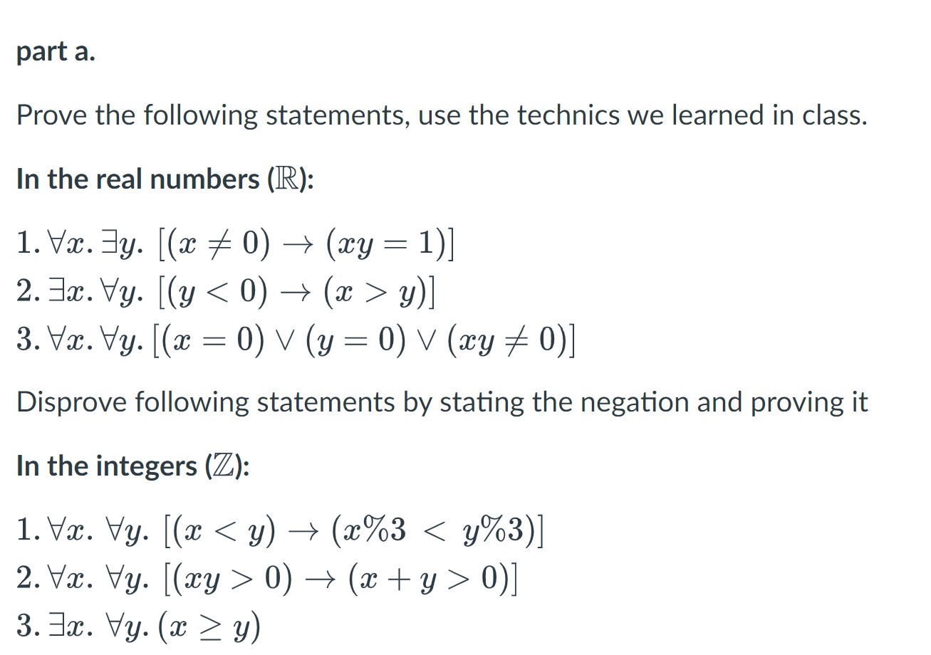 Solved part a. Prove the following statements, use the | Chegg.com