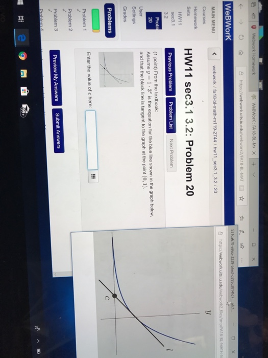 Solved WeBWork 119-2744 / hw11 sec3.1 3.2 20 凸 https:/ HW11 | Chegg.com