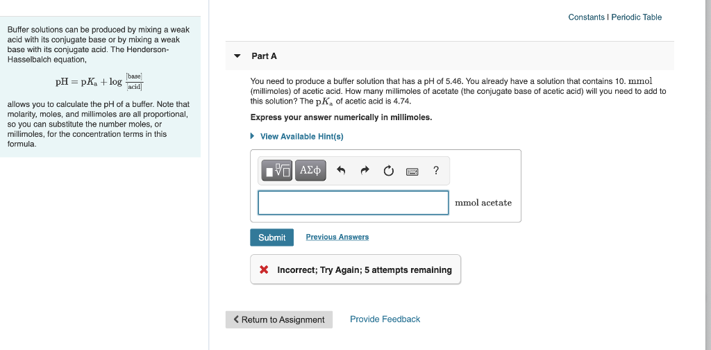 Solved Constants Periodic Table Buffer solutions can be | Chegg.com