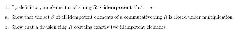 Solved = a. 1. By definition, an element a of a ring R is | Chegg.com