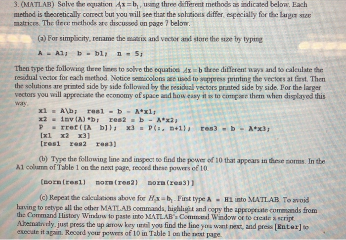Solved (MatLab) Can somebody please complete this in MatLab. | Chegg.com