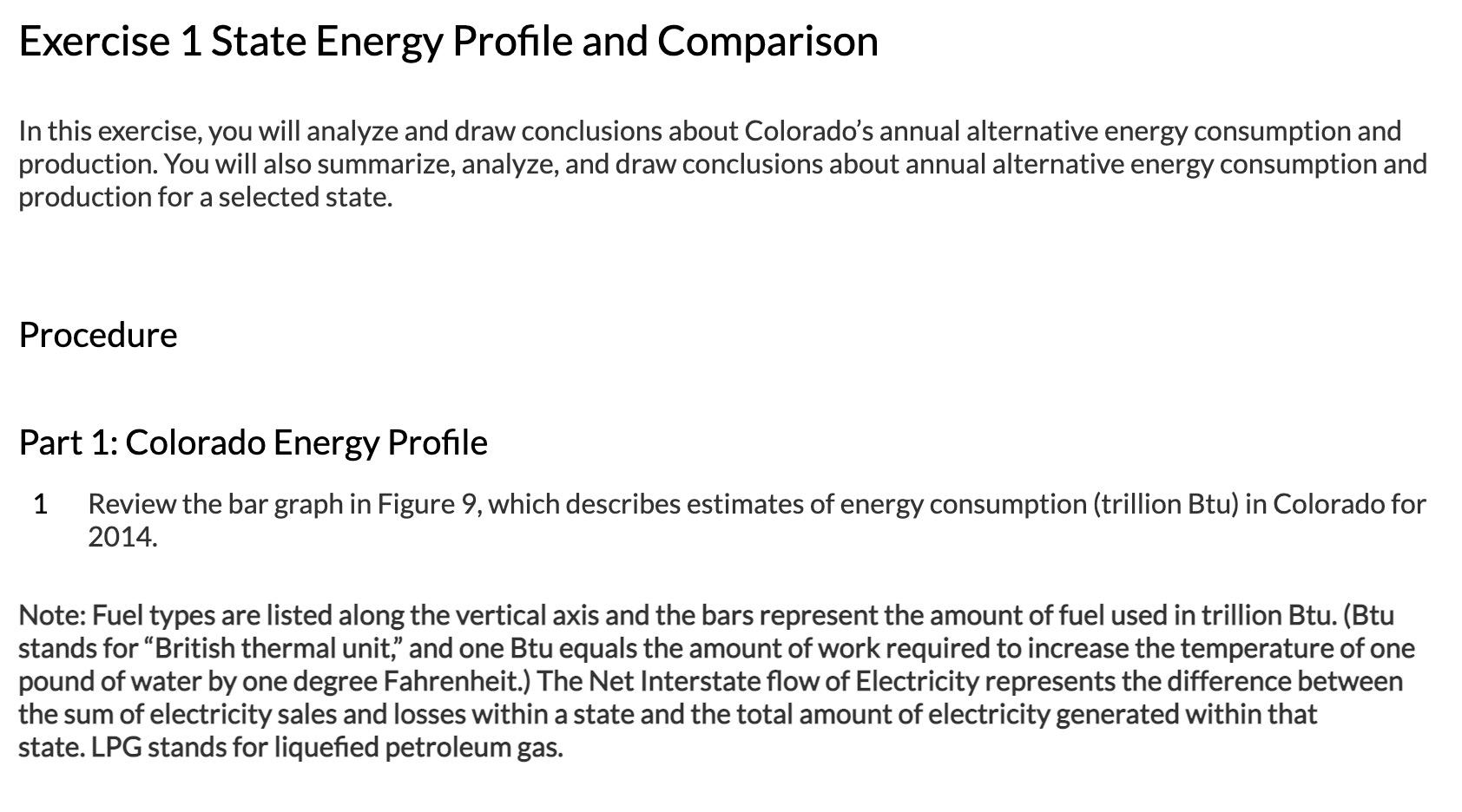Solved Exercise 1 State Energy Profile and Comparison In | Chegg.com