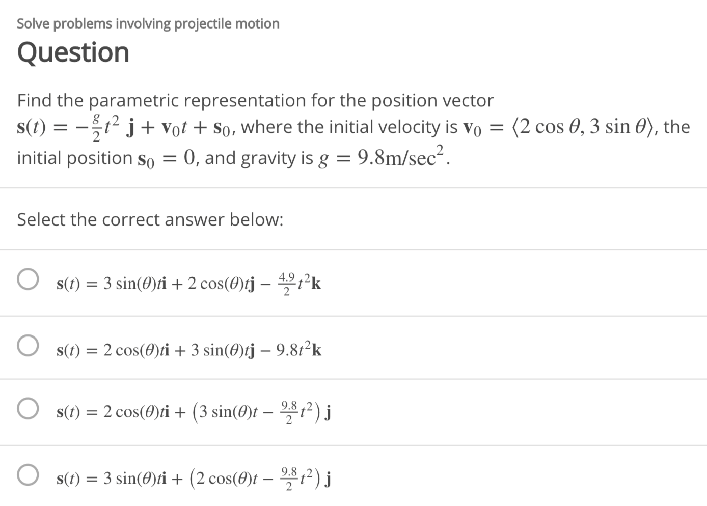 Solved Solve problems involving projectile motion Question | Chegg.com