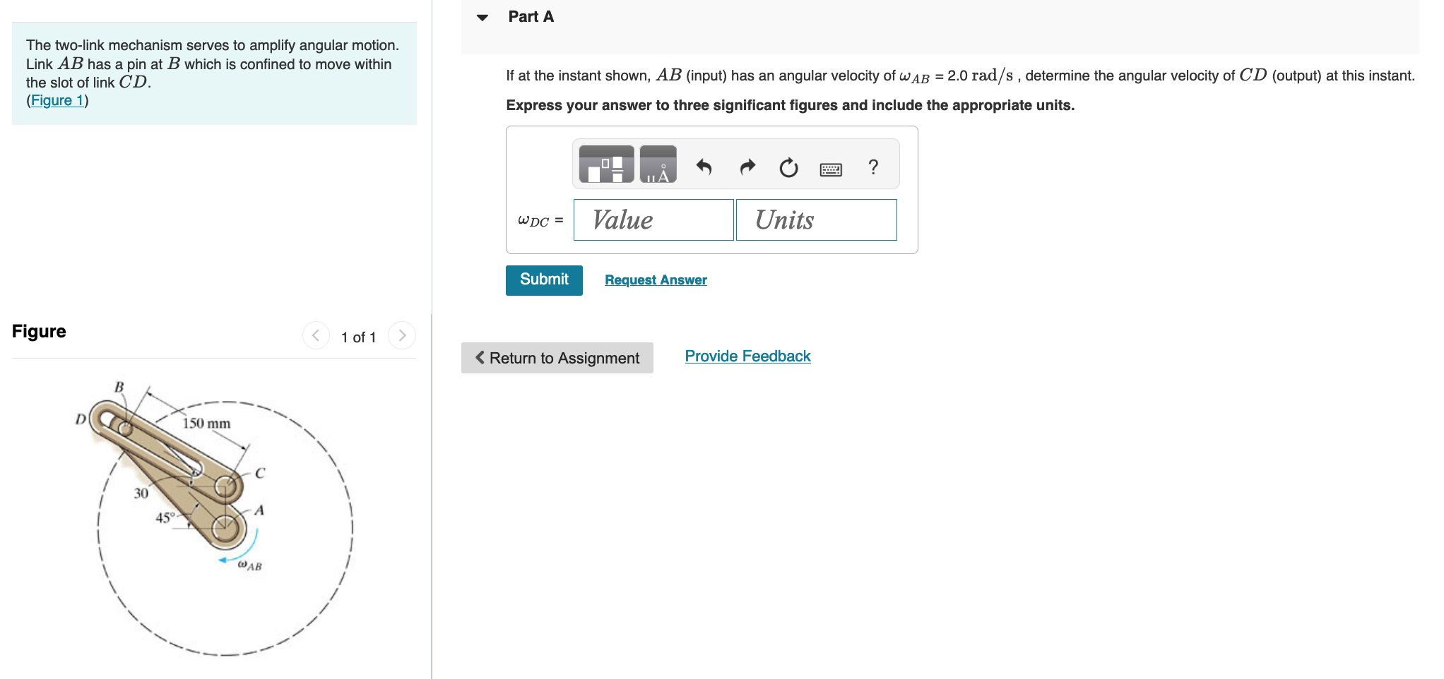 Solved The two-link mechanism serves to amplify angular | Chegg.com