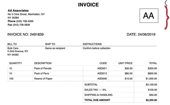 Solved INVOICE AA Associates No 3 Click Street, Manhattan, | Chegg.com