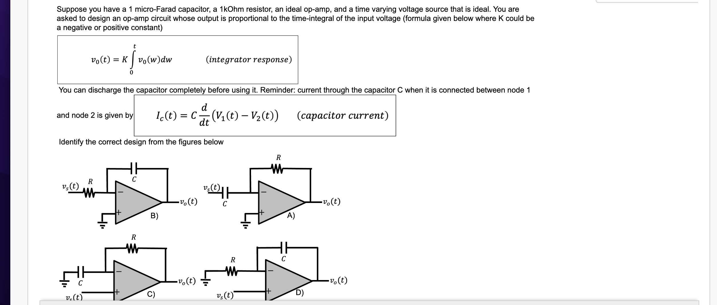 Solved Suppose you have a 1 micro-Farad capacitor, a 1kOhm | Chegg.com