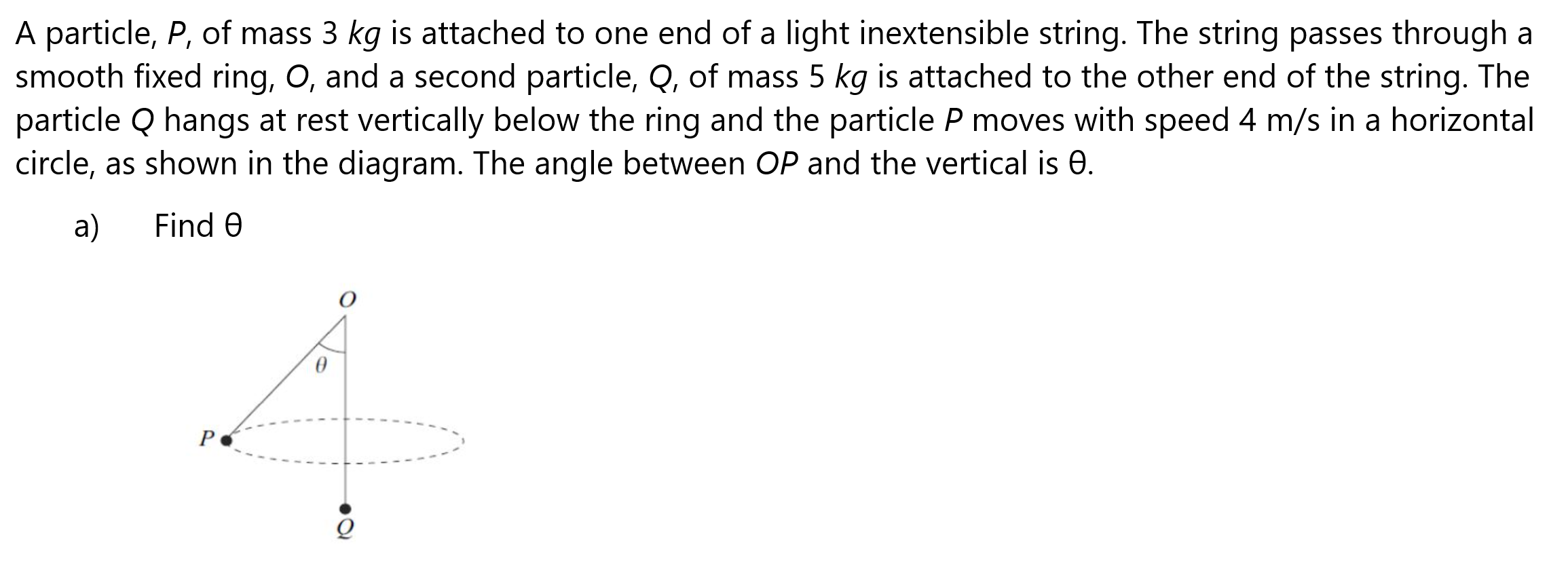 Solved A particle, P, ﻿of mass 3kg ﻿is attached to one end | Chegg.com