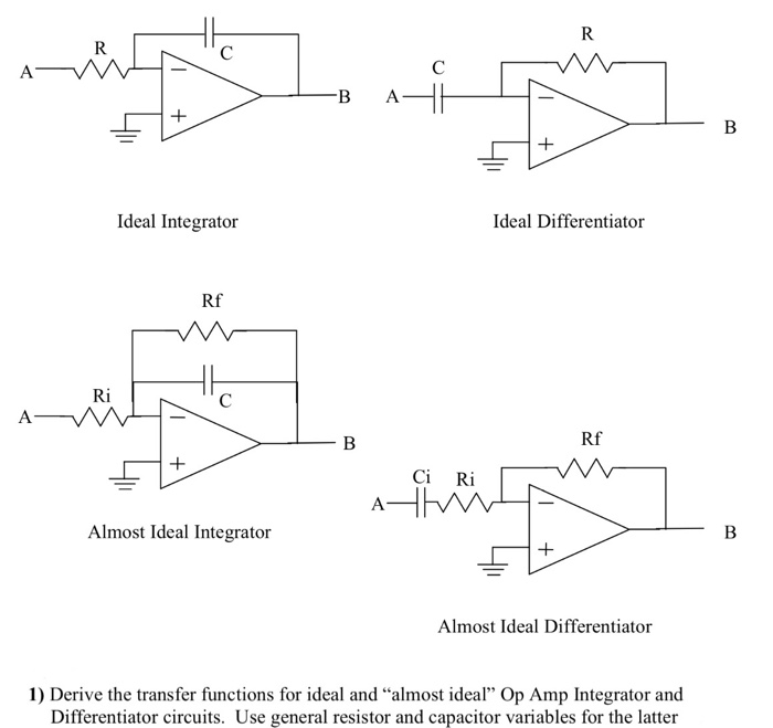 Solved ーB A Ideal Integrator Ideal Differentiator Rf Rf Ci | Chegg.com