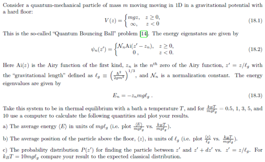 Consider a quantum-mechanical particle of mass m | Chegg.com
