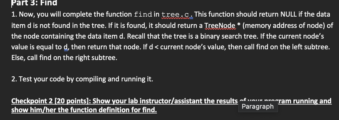Solved tree.c /* CS 305 Lab: Trees * Tree code | Chegg.com