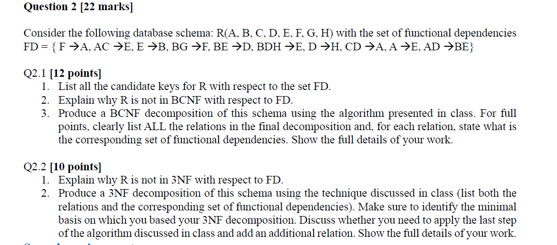Solved Consider the following database schema: R(A, B, C, D, | Chegg.com