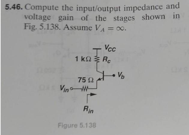 Solved 5.46. Compute the input/output impedance and voltage | Chegg.com