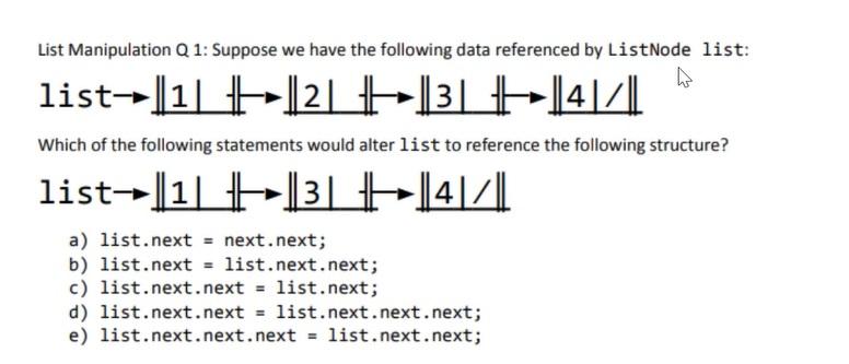 Solved List Manipulation Q 1: Suppose we have the following | Chegg.com