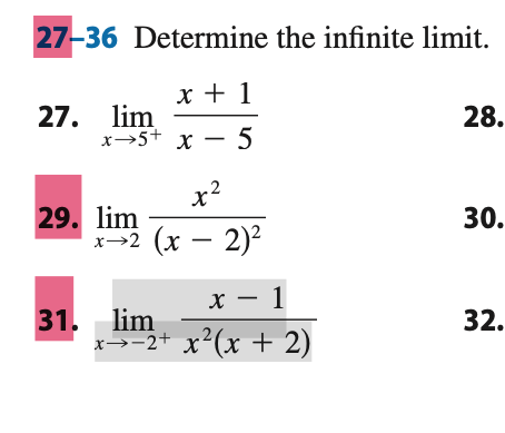 Solved 27-36 ﻿Determine the infinite | Chegg.com