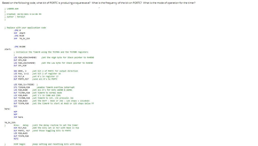 Based on the following code, what bit of PORTC is | Chegg.com