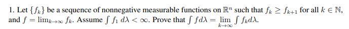 Solved 1. Let {f} be a sequence of nonnegative measurable | Chegg.com