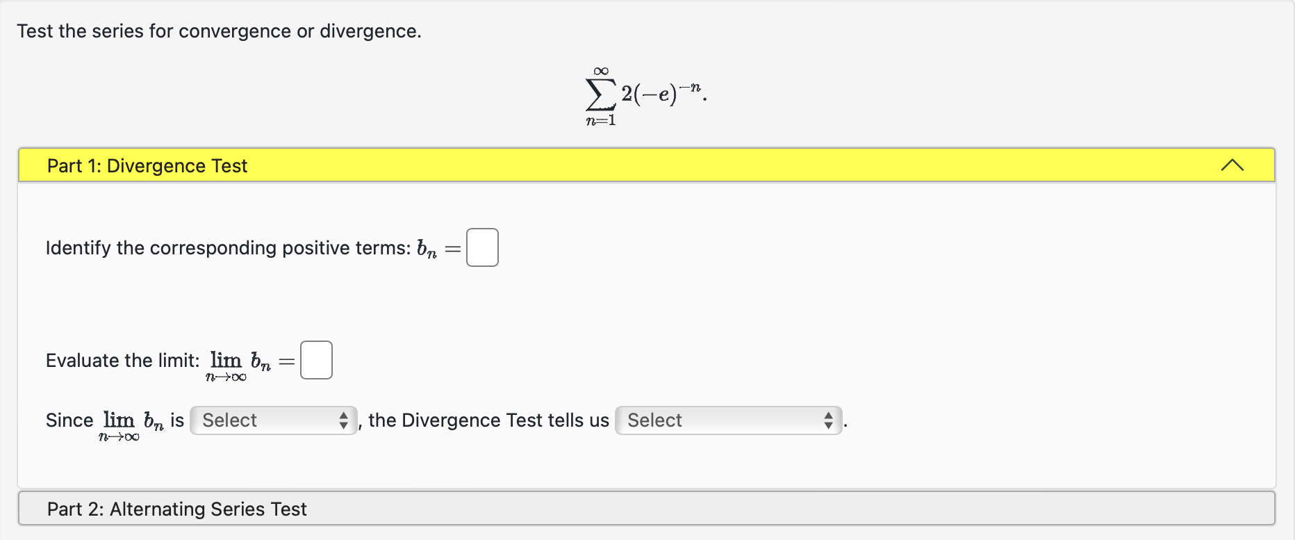 Solved Test the series for convergence or | Chegg.com