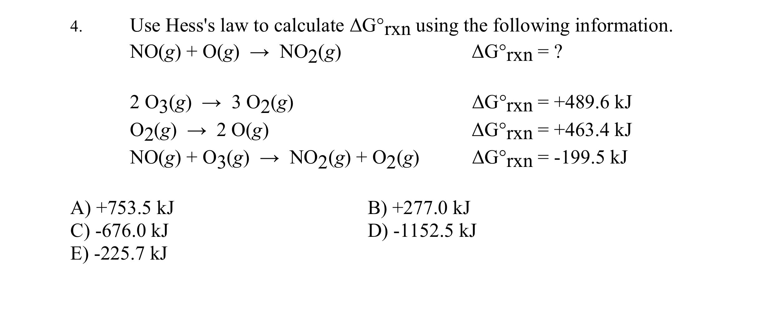 Solved by an EXPERT Use Hess's law to ﻿calculate ΔG°rxn ﻿using the | Chegg.com